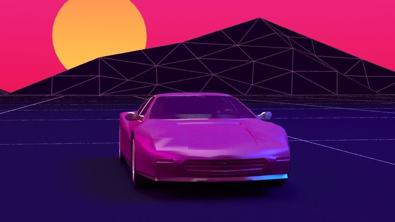 looks like a ferrari retro wave lowpoly 3D model | CGTrader