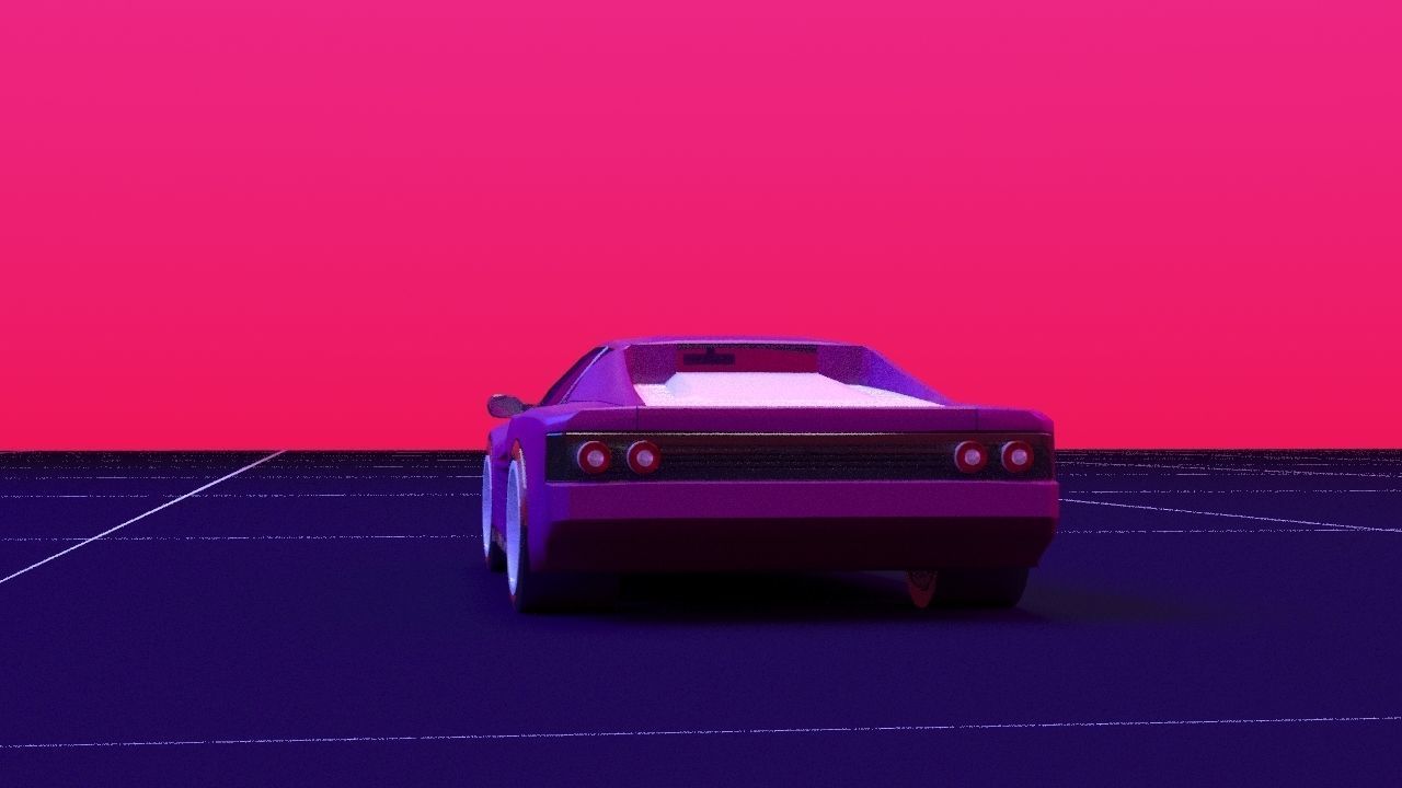 looks like a ferrari retro wave lowpoly 3D model | CGTrader