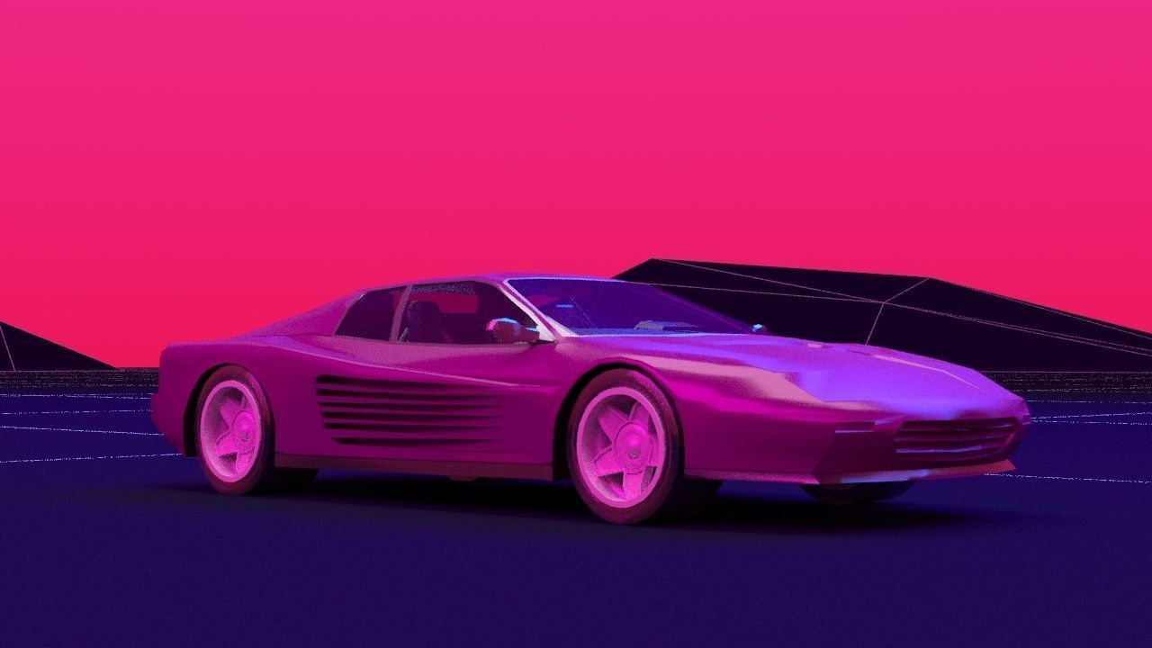 looks like a ferrari retro wave lowpoly 3D model | CGTrader