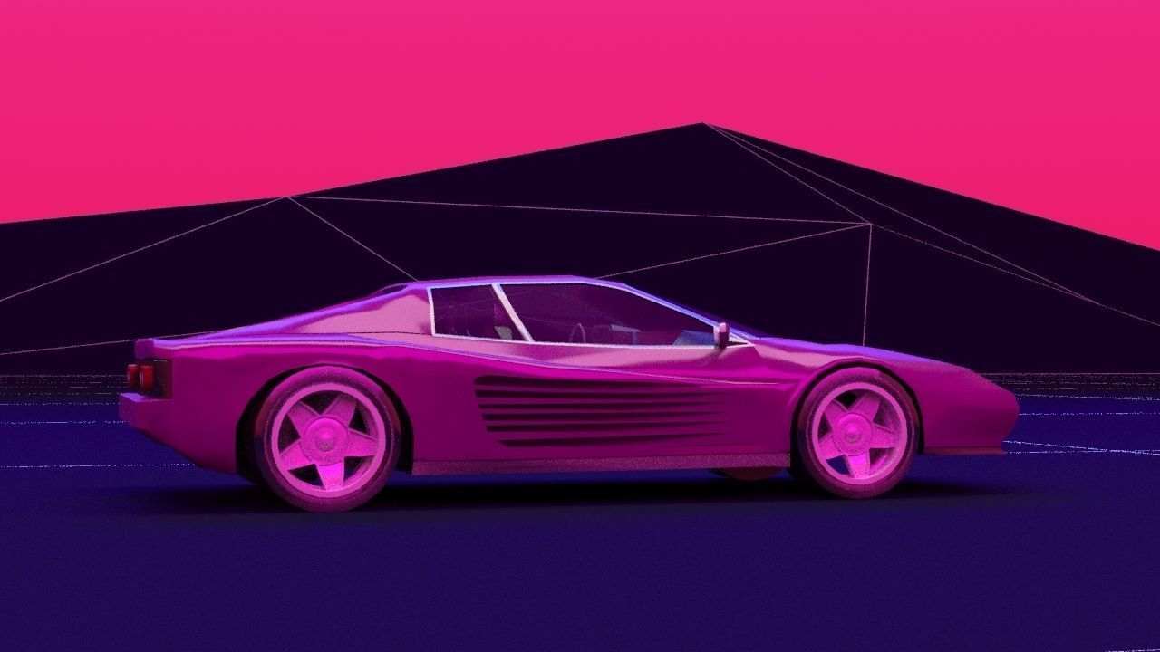 looks like a ferrari retro wave lowpoly 3D model | CGTrader
