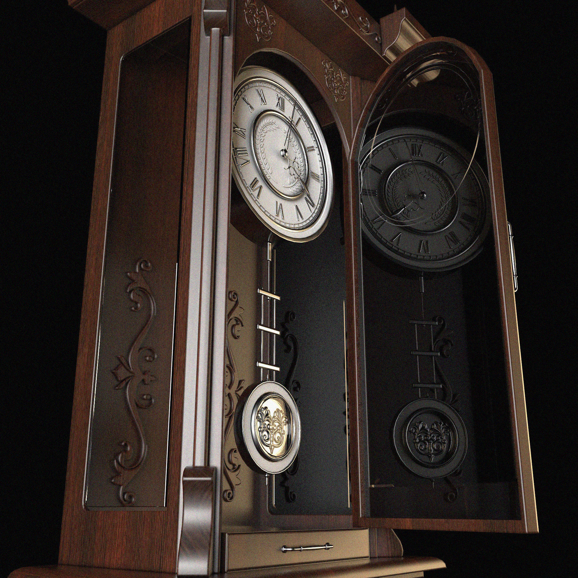 retroclock pendulum clock - pendulum clock 3D model | CGTrader