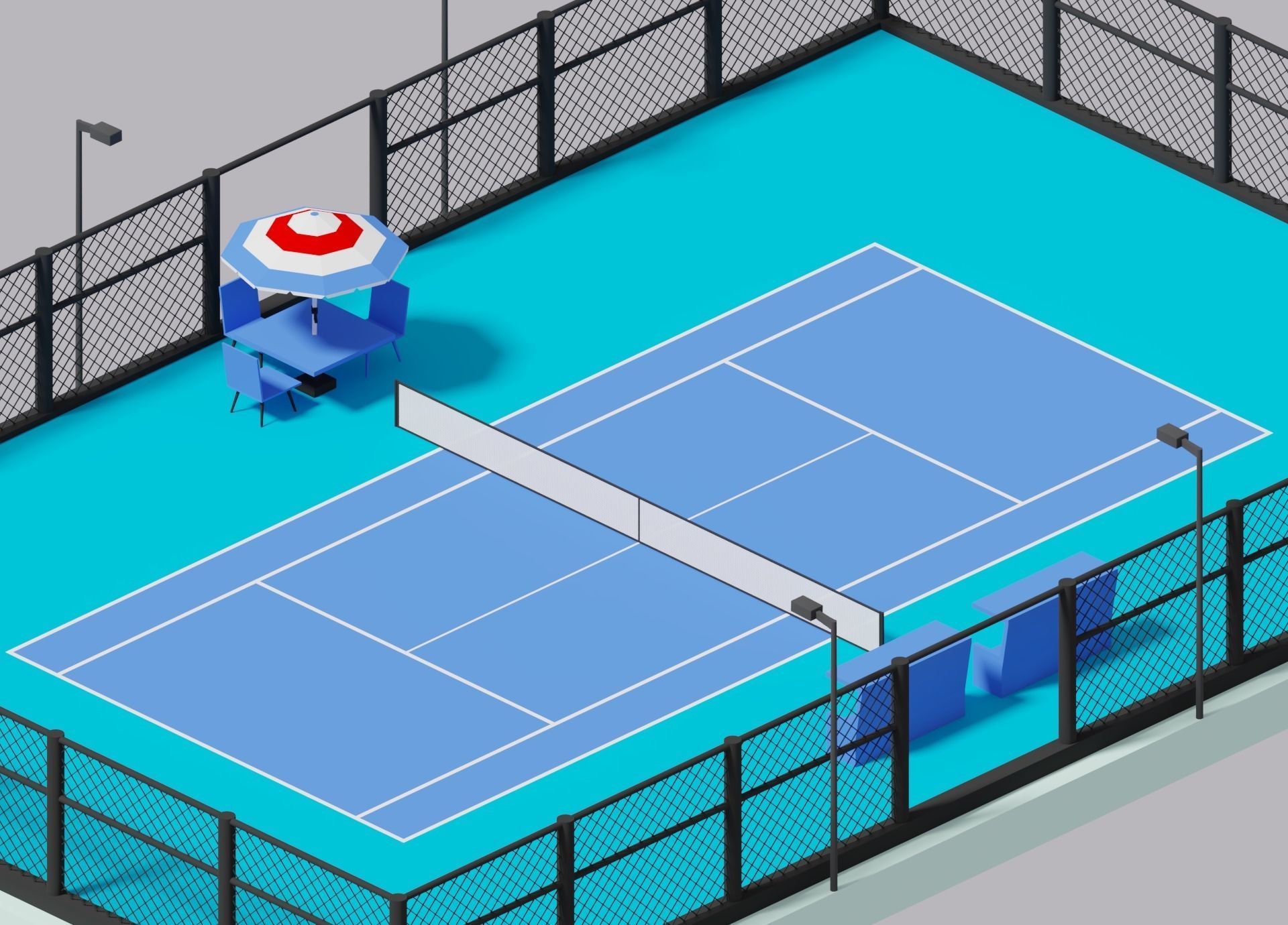 3D model Cartoon Simple Tennis Court VR / AR / low-poly | CGTrader