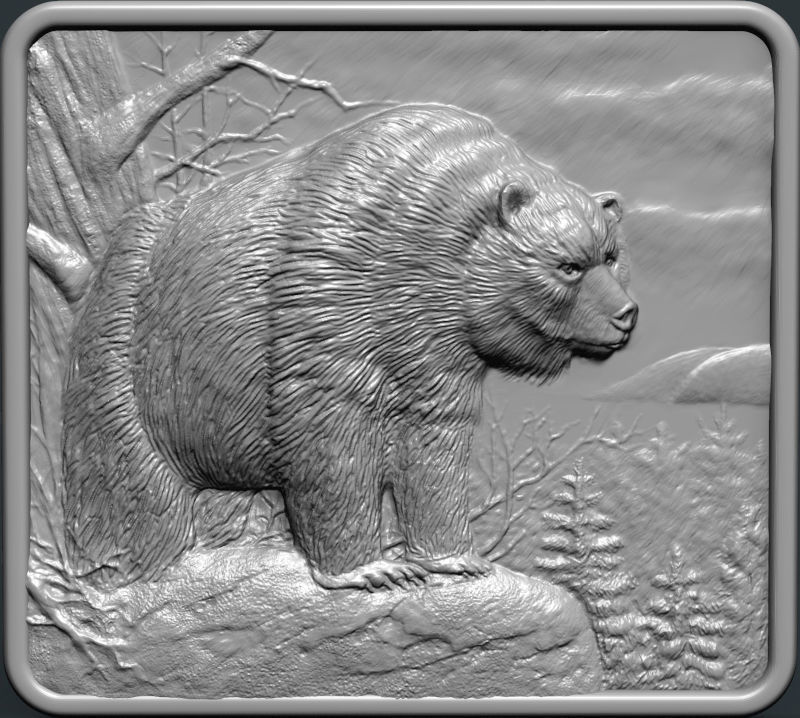 Bear bas-relief 3D model 3D printable | CGTrader