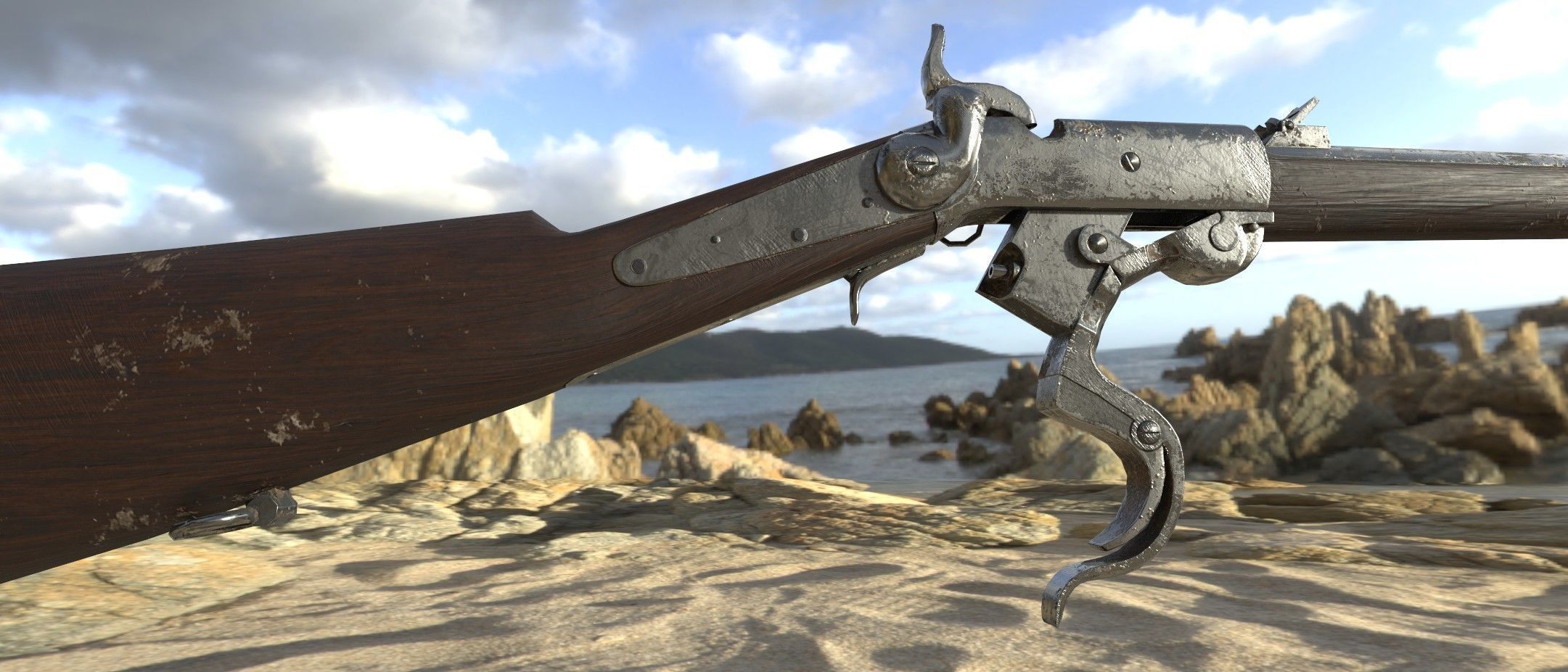 3D model Burnside Carbine 1865 VR / AR / low-poly | CGTrader