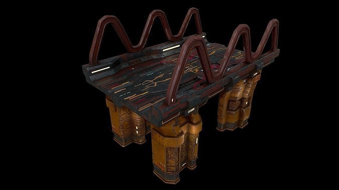 3D model Low poly sci fi bridge patch environment asset VR / AR / low ...