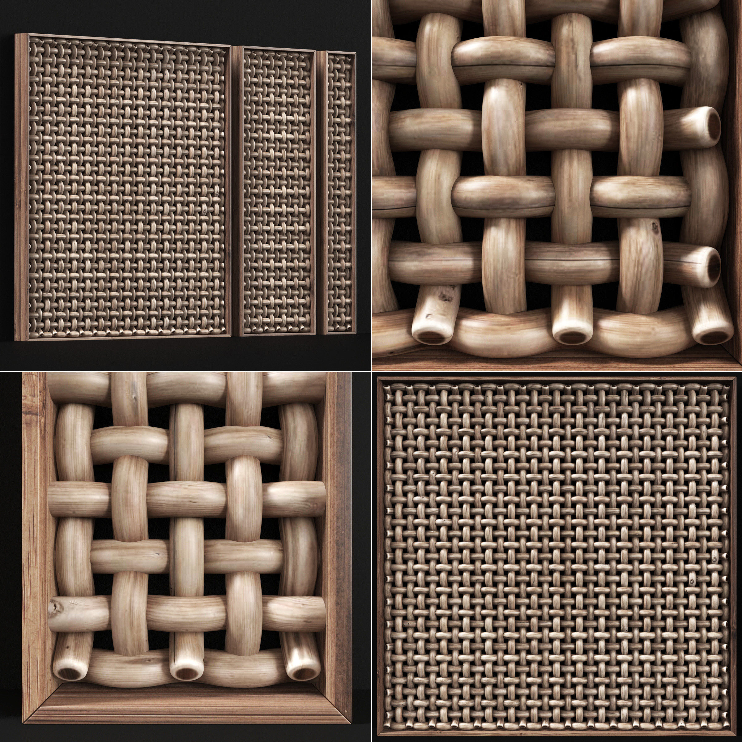 3D Wicker wood panel frame n2 | CGTrader