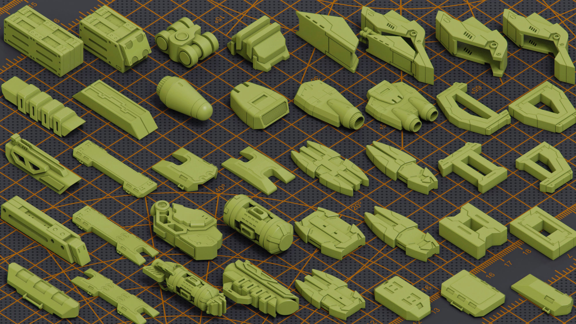 Mega Pack Hard Surface Kitbash 320 DETAILS 3D model | CGTrader