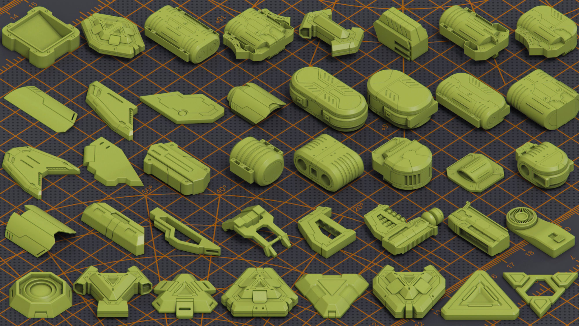 Mega Pack Hard Surface Kitbash 320 DETAILS 3D model | CGTrader