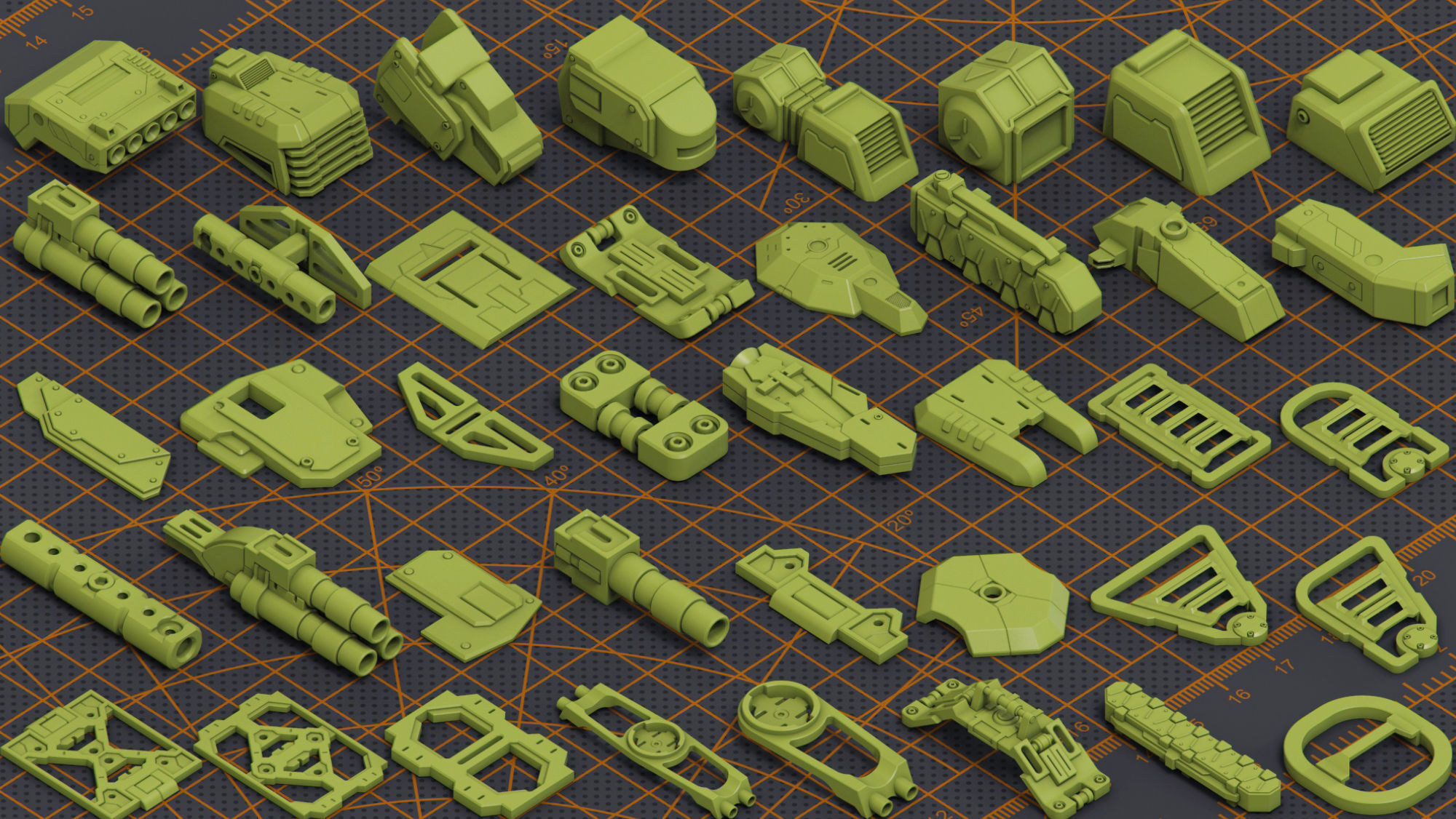 Mega Pack Hard Surface Kitbash 320 DETAILS 3D model | CGTrader