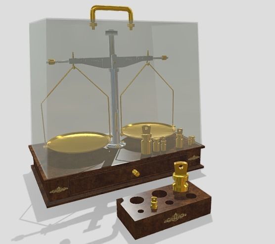 Old precision scales with wooden base 3D model | CGTrader
