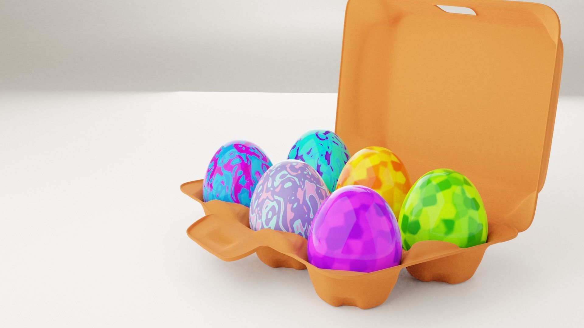 3D model Rigged Egg Box 3D Model Including 6 Easter Eggs VR / AR / low ...
