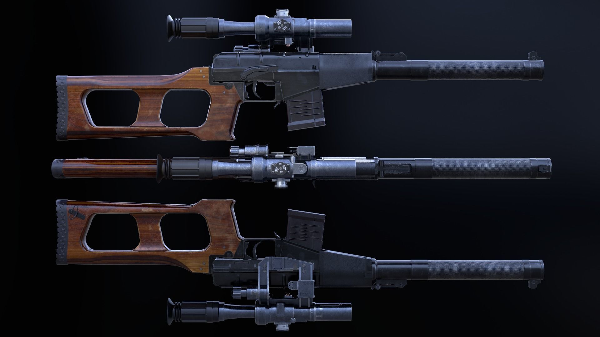 3D model VR - AR VSS Vintorez sniper rifle PBR VR / AR / low-poly ...