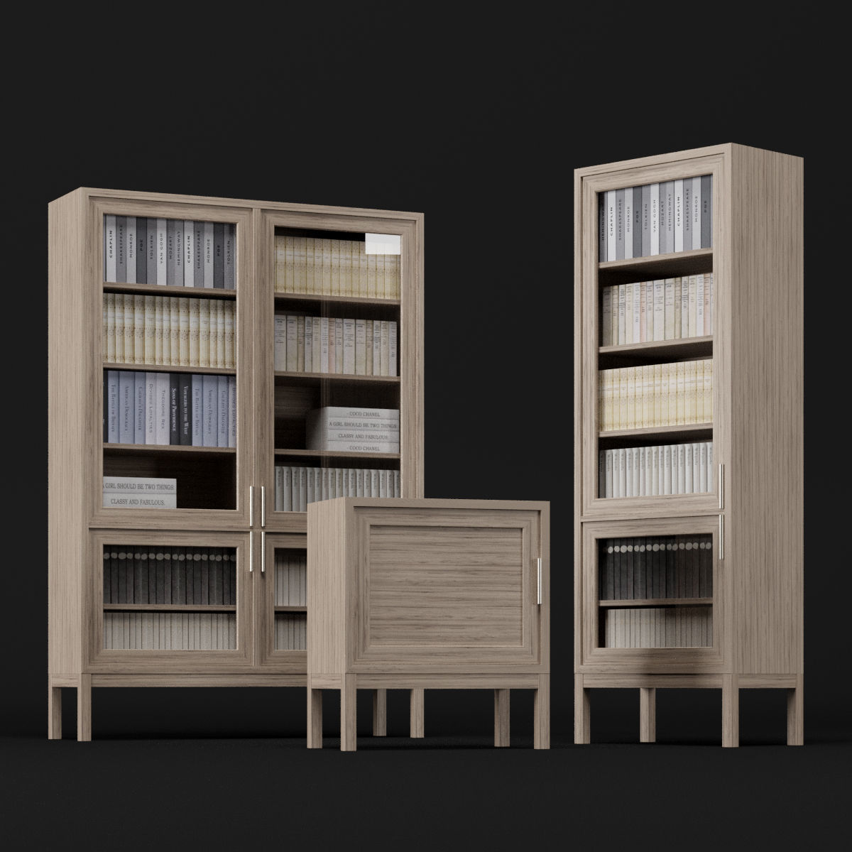 Bookcase set 3D model | CGTrader