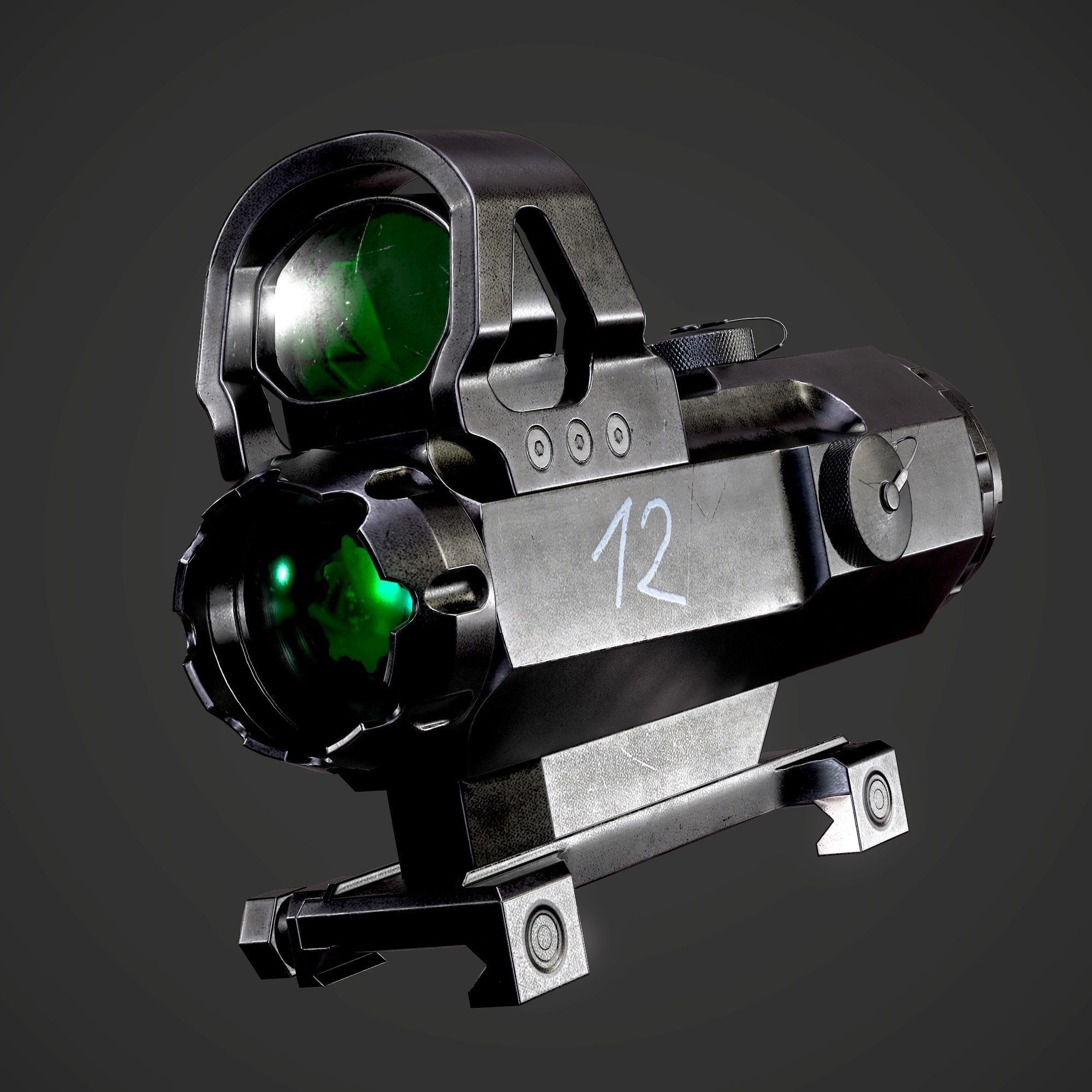 3D model 4x24mm Scope Sight Game Ready FPS AAA Asset VR / AR / low-poly ...