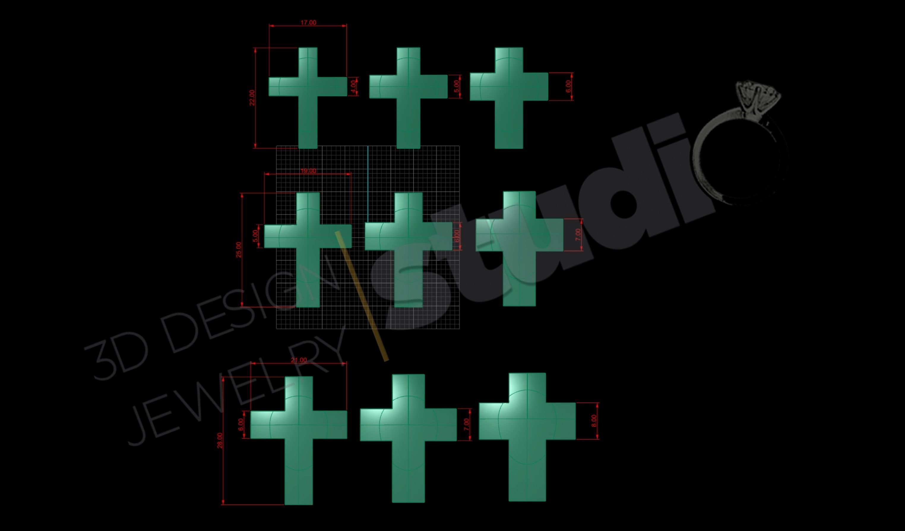Multiple sizes christian cross deisgn 3d model 3D model 3D printable ...