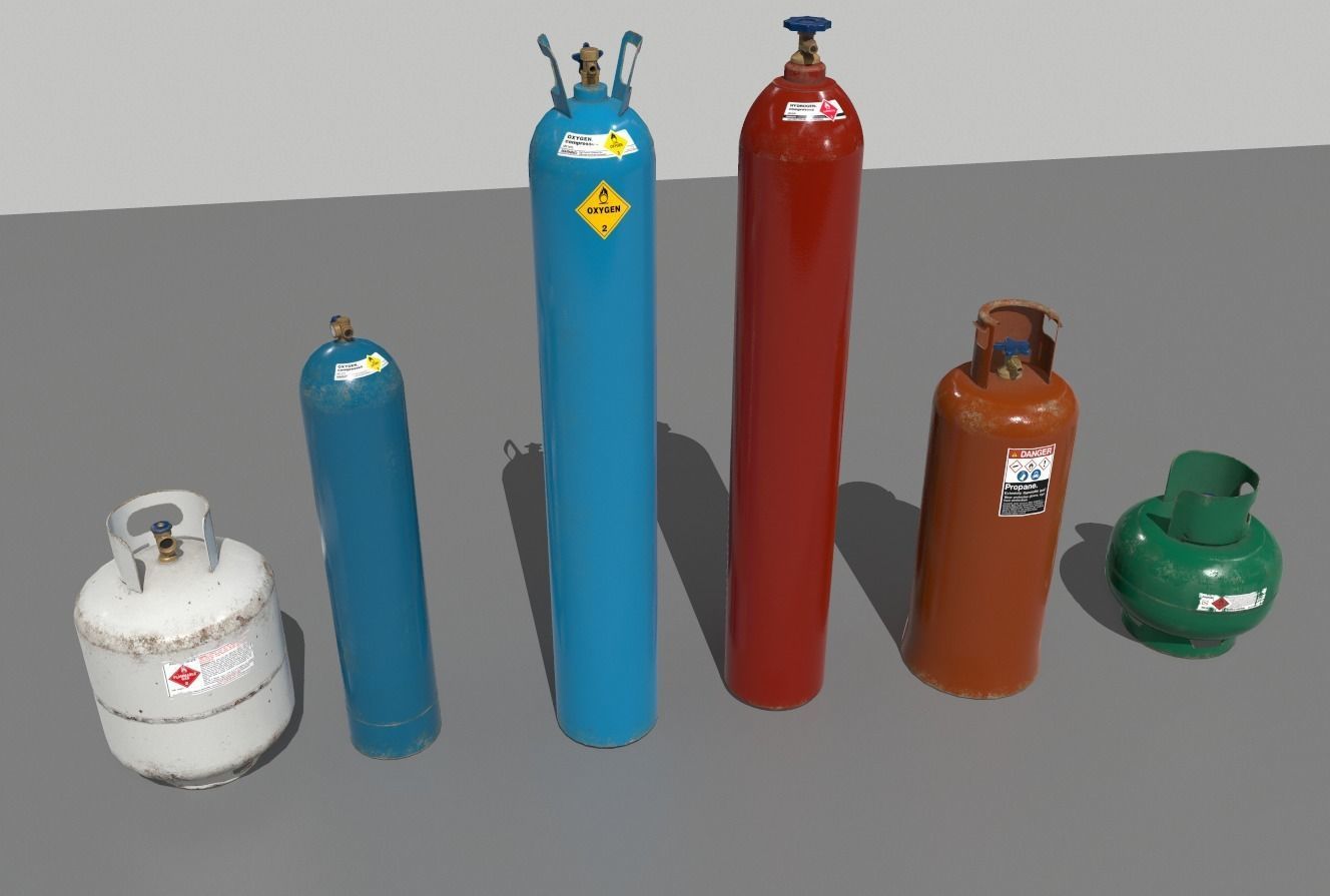 3D model Industrial Gas Cylinders Pack 1 VR / AR / low-poly | CGTrader