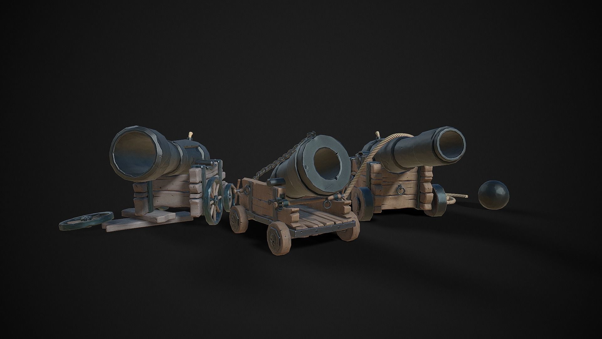 3D model Stylized Pirate Cannons Pack VR / AR / low-poly | CGTrader