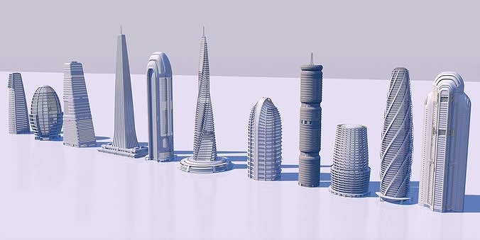 Futuristic skyscrapers downtown 3D model | CGTrader