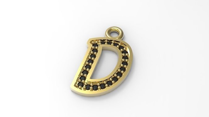 Alphabets Big D Letter Pendant 3D model 3D printable | CGTrader