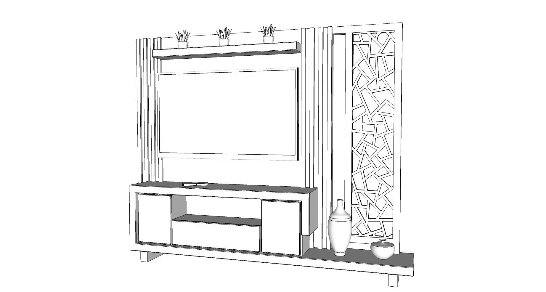 TV stand and furniture 3D model | CGTrader