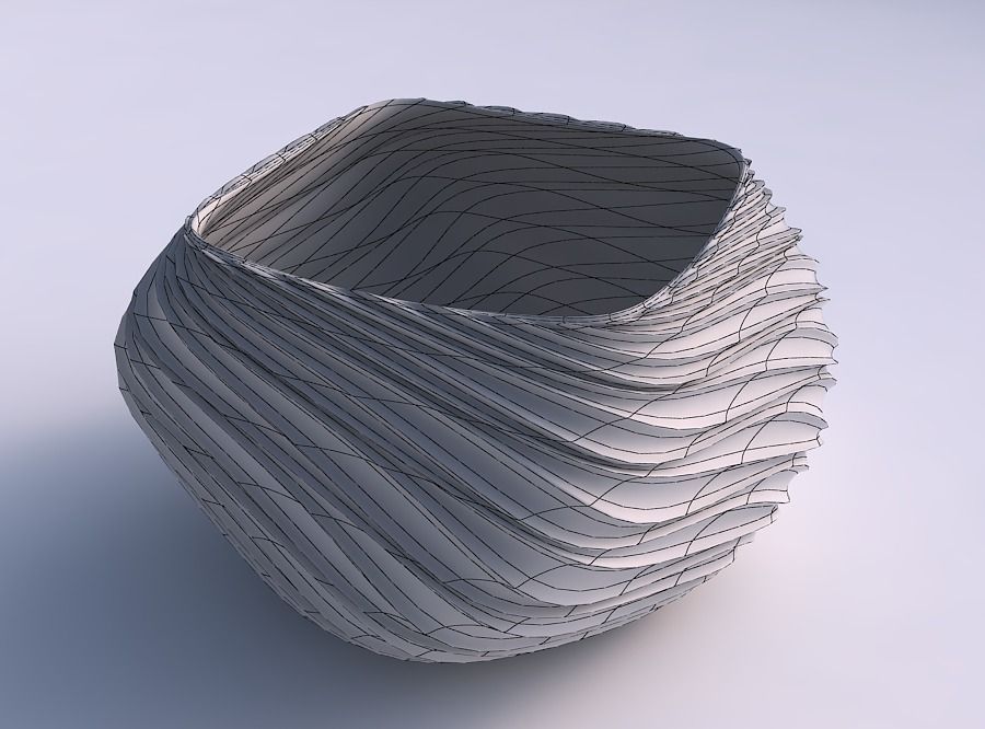 Bowl helix with wavy extruded lines 3D model 3D printable | CGTrader