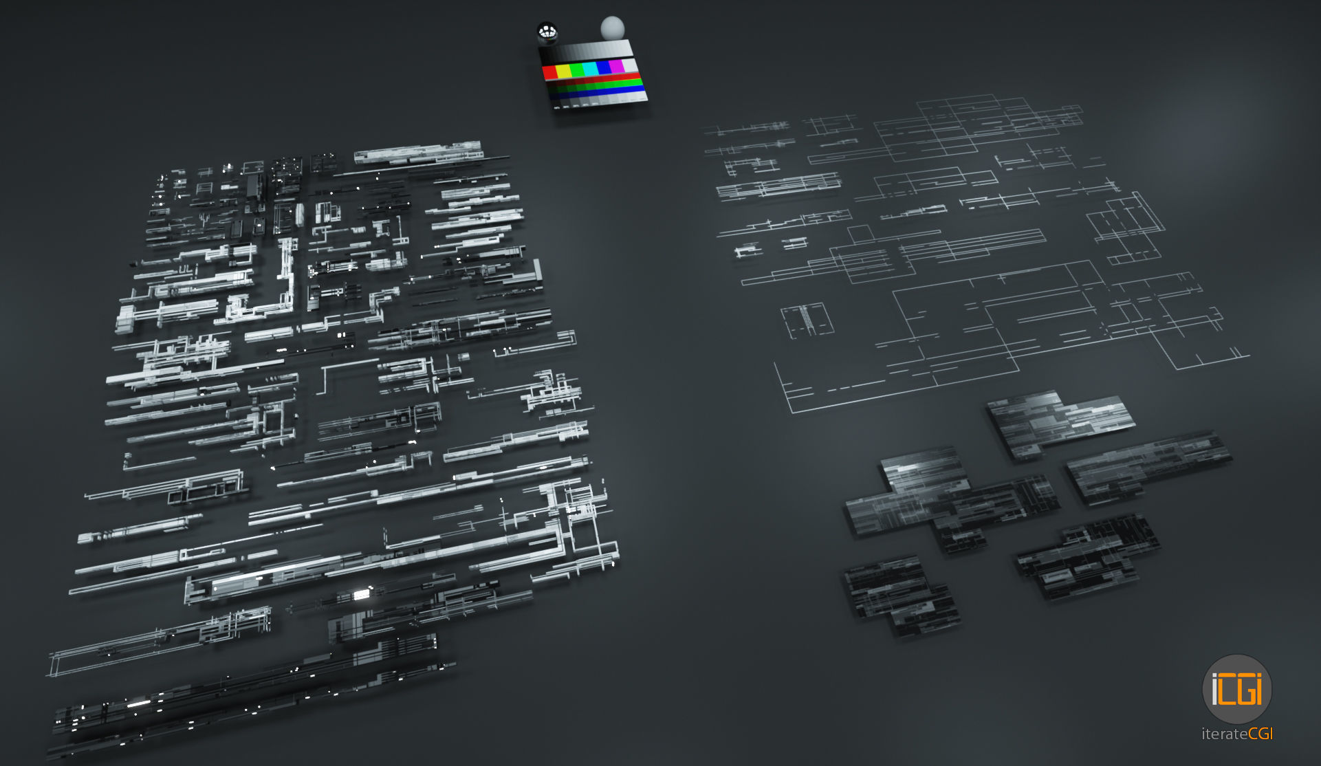 3D model Tech Greebles set 3 VR / AR / low-poly | CGTrader