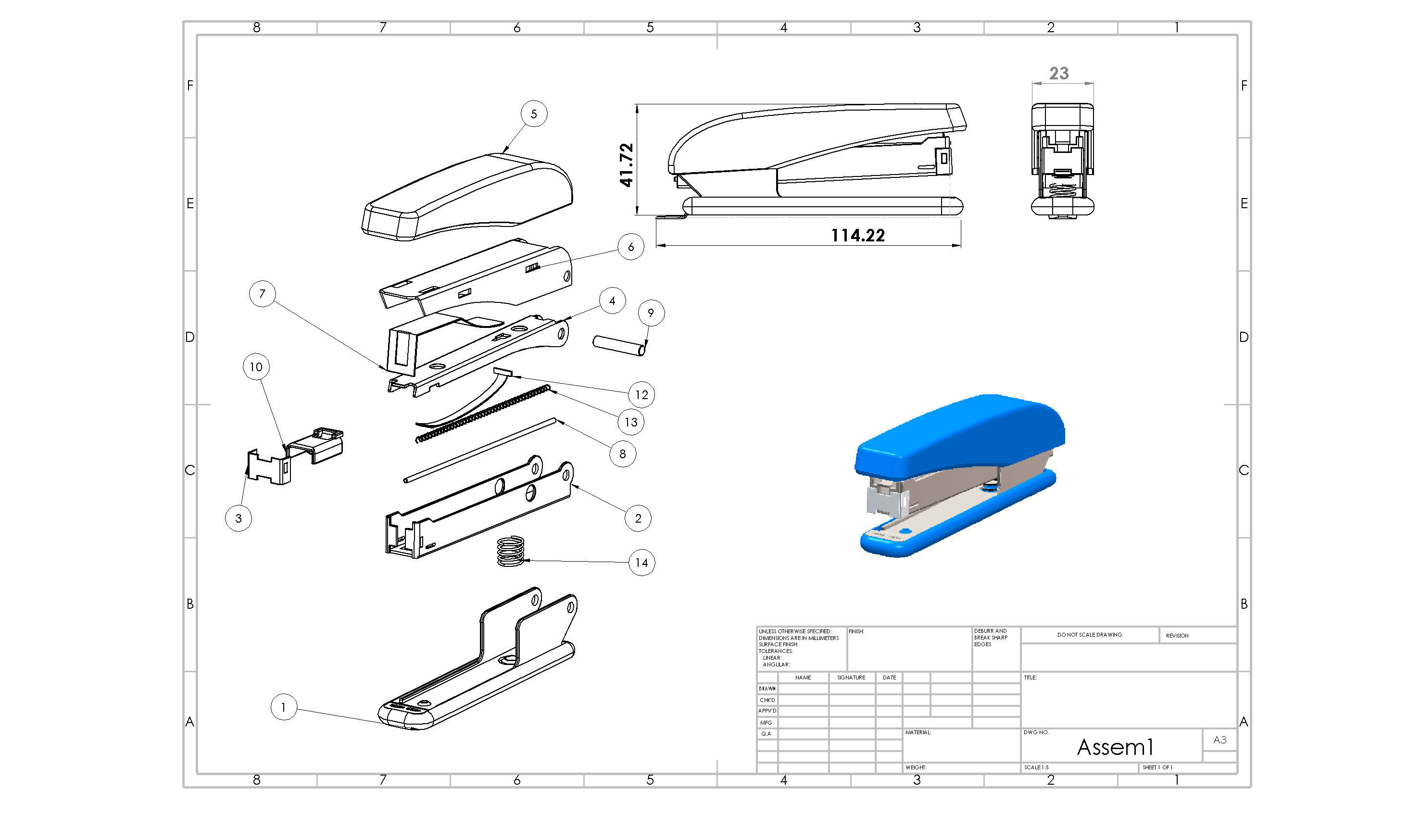 Stapler - SolidWorks Parts and Drawing 3D model | CGTrader