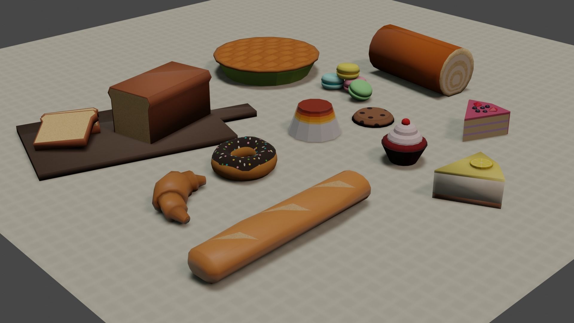 3D model Bakery Set types of food VR / AR / low-poly | CGTrader