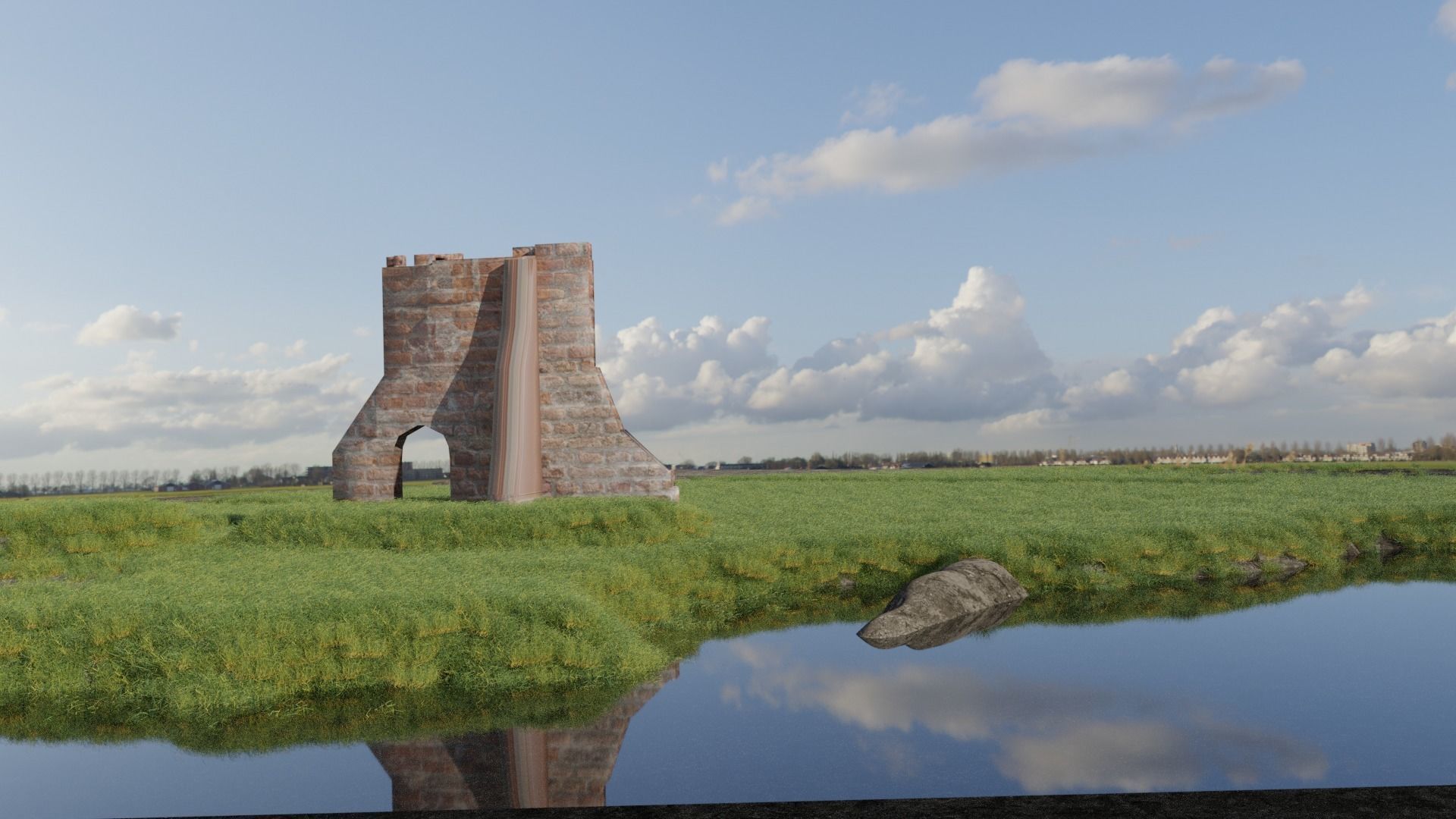 3D GRASS LAND WITH MEDIEVAL WALL | CGTrader