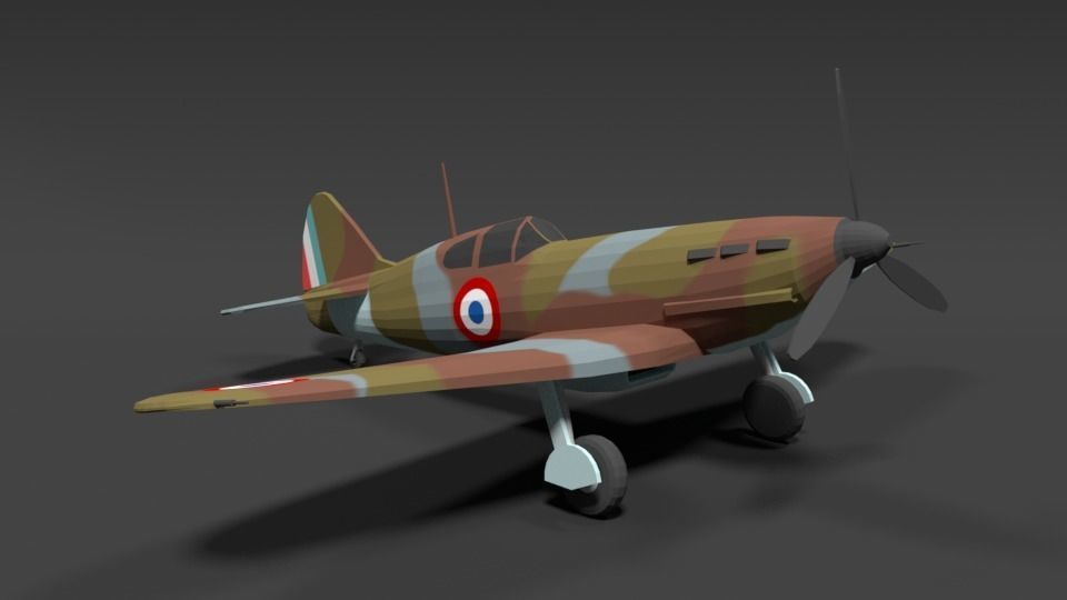 3D model Low Poly Cartoon Dewoitine D520 WWII Airplane VR / AR / low ...