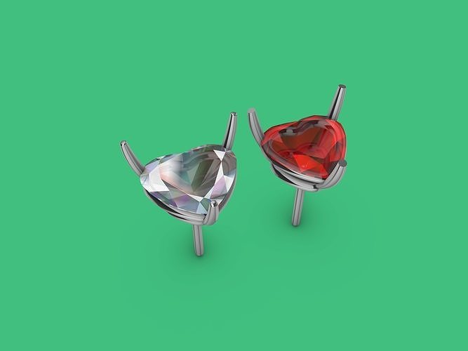 Heart Shaped Studs Earrings free 3D model 3D printable | CGTrader