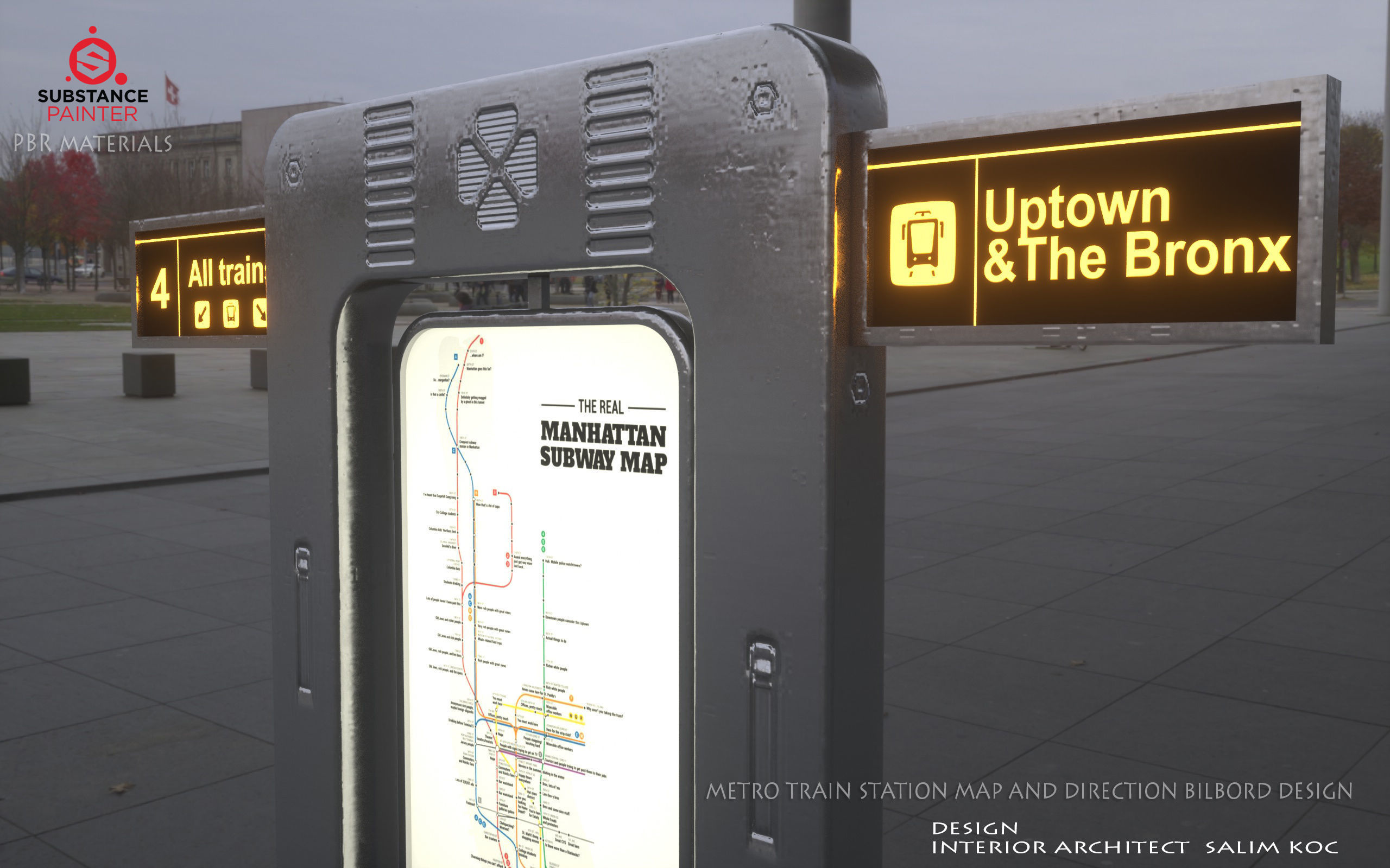 3D model Subway Train Station Map and Direction sign billboard 3D model ...