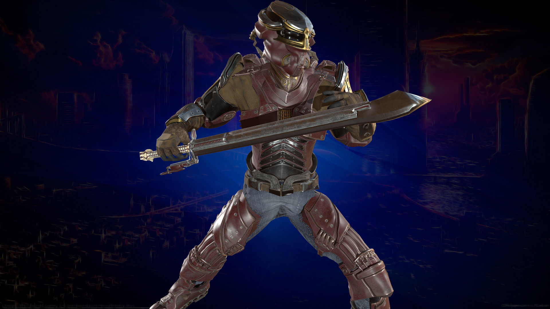 3D model modern knight in red VR / AR / low-poly rigged animated | CGTrader