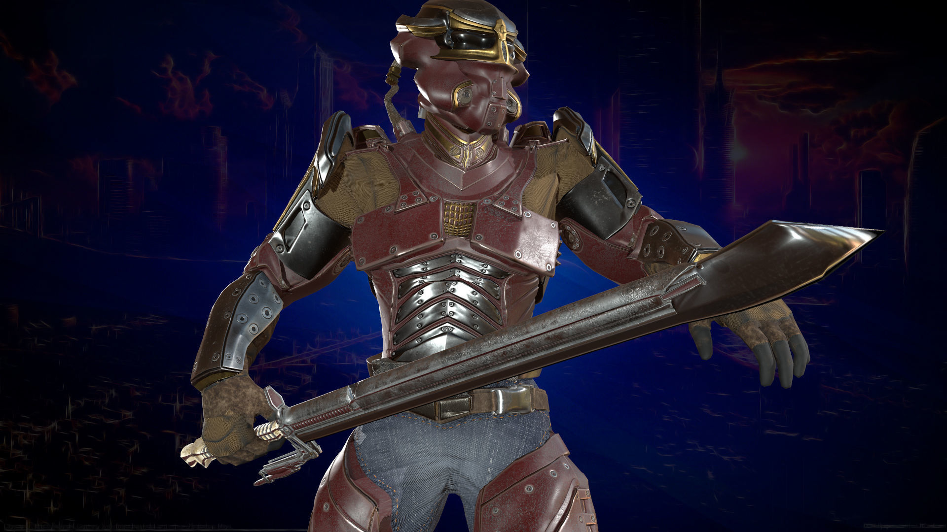 3D model modern knight in red VR / AR / low-poly rigged animated | CGTrader