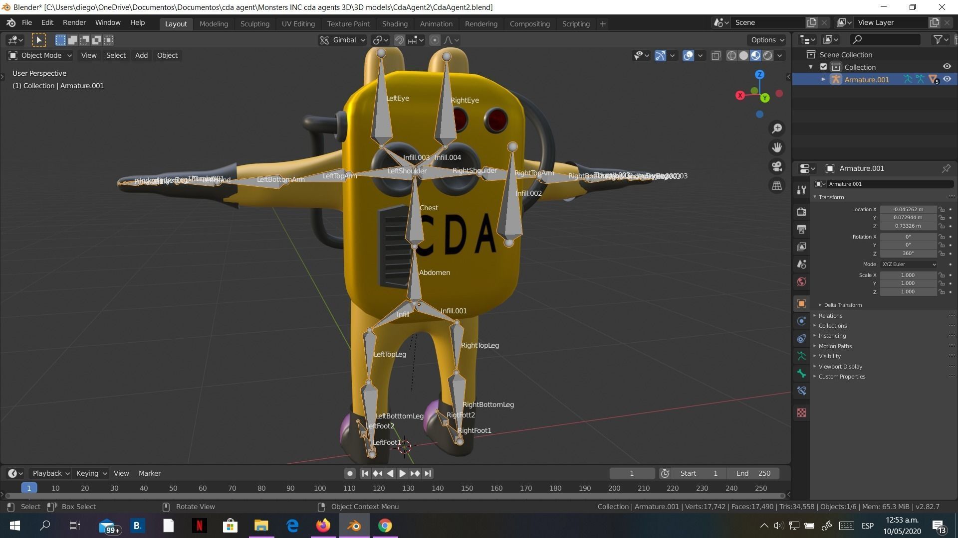 3D model Low-Poly Monsters Inc CDA agents 3D models rigged HAZMAT SUIT ...