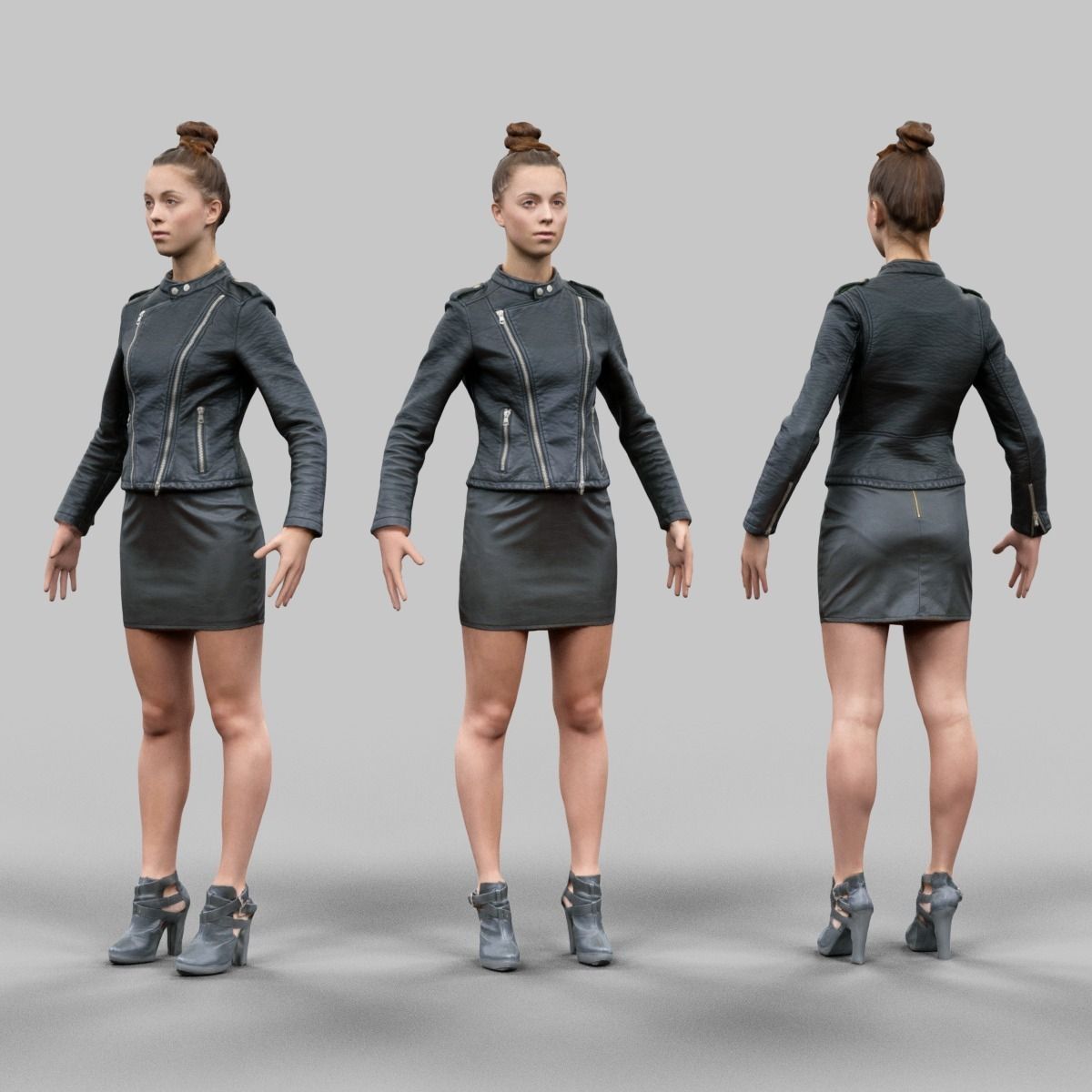 3D model 10 A-Pose Rig Ready Female Characters VR / AR / low-poly ...