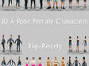 3D model 10 A-Pose Rig Ready Female Characters VR / AR / low-poly ...