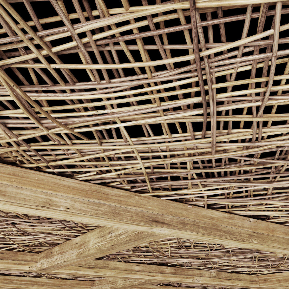 Ceiling diagonal wood thin branch beam n3 3D model | CGTrader
