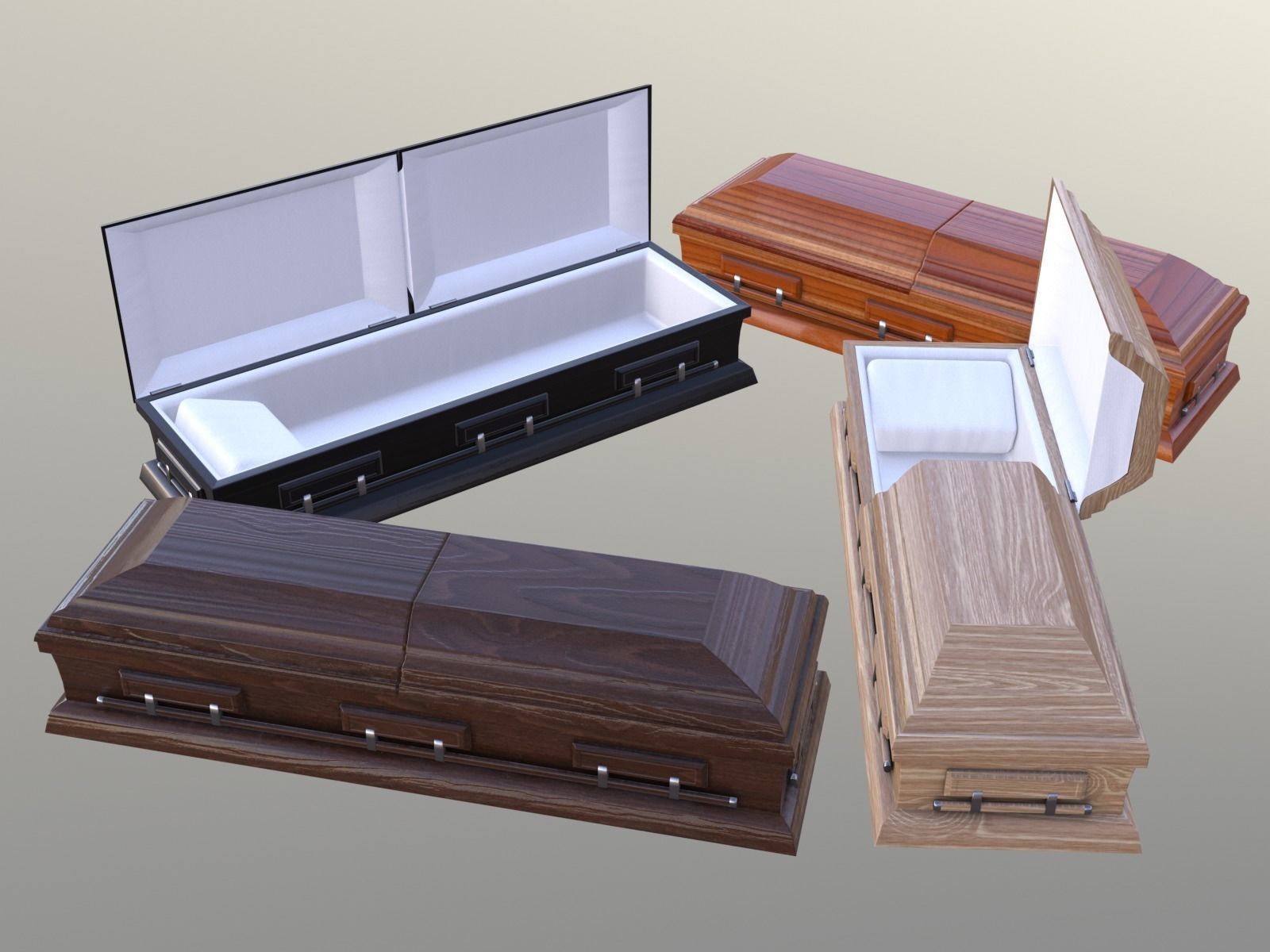 3D Model Collection Wooden Caskets - 4 versions VR / AR / low-poly ...