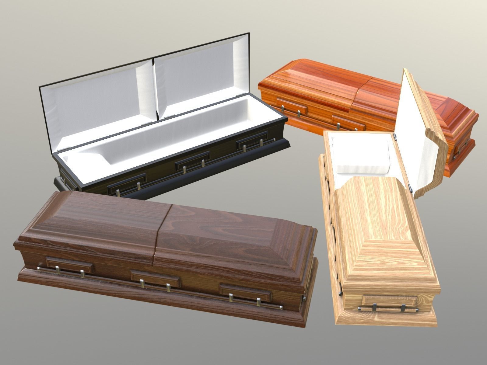 3D Model Collection Wooden Caskets - 4 versions VR / AR / low-poly ...