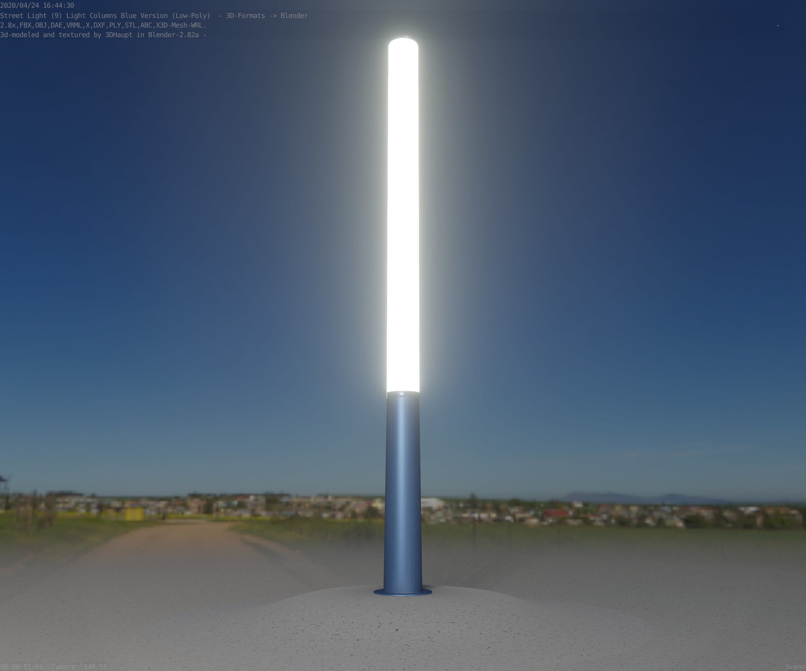 3D model Low-Poly Blue Light Column 13 - Street Light Set-9 VR / AR ...