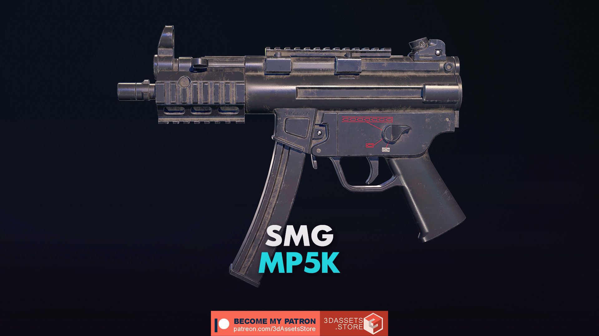 3D model Weapon - Gun - SMG - MP5K VR / AR / low-poly | CGTrader