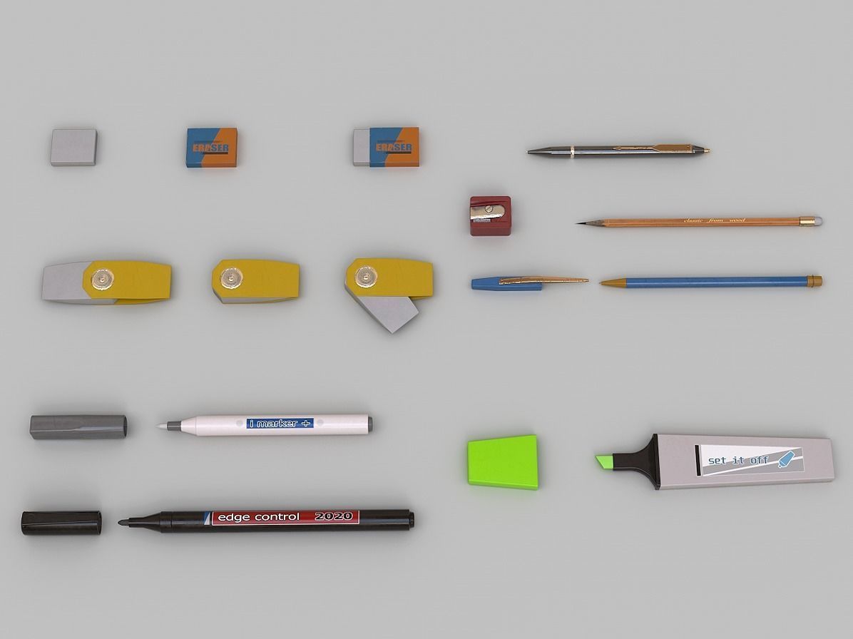 3D model Stationery Set 01 VR / AR / low-poly | CGTrader