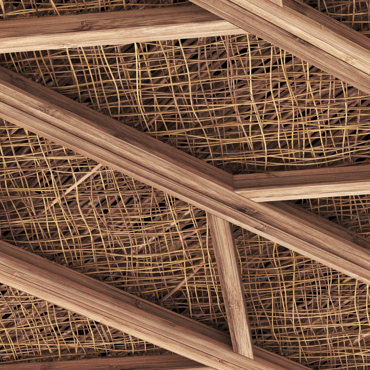 Ceiling diagonal wood thin branch beam n5 3D model | CGTrader
