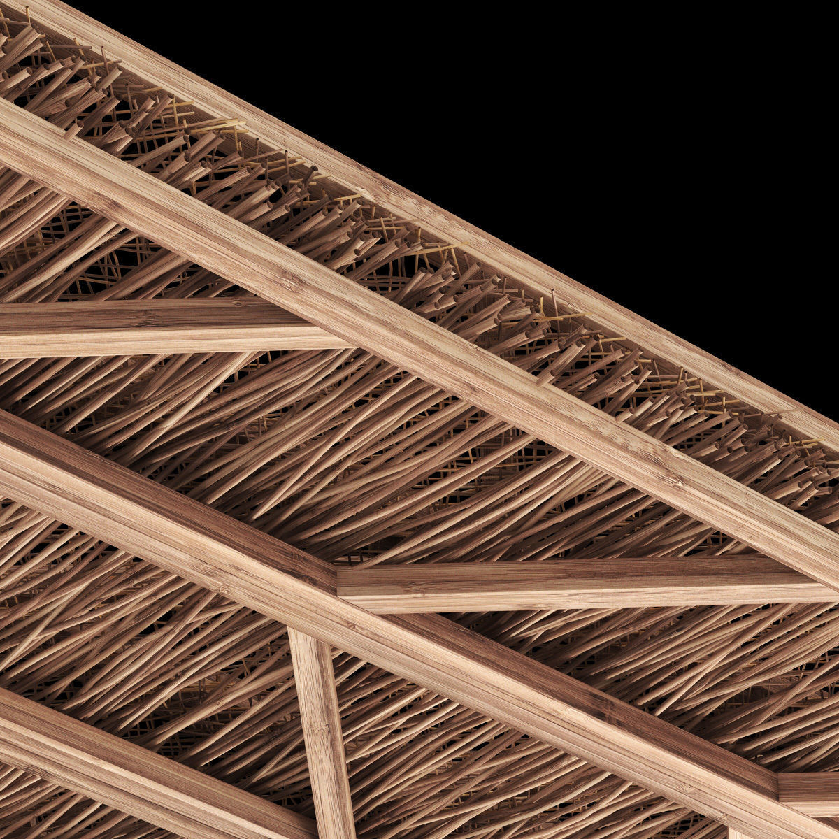 Ceiling diagonal wood thin branch beam n5 3D model | CGTrader