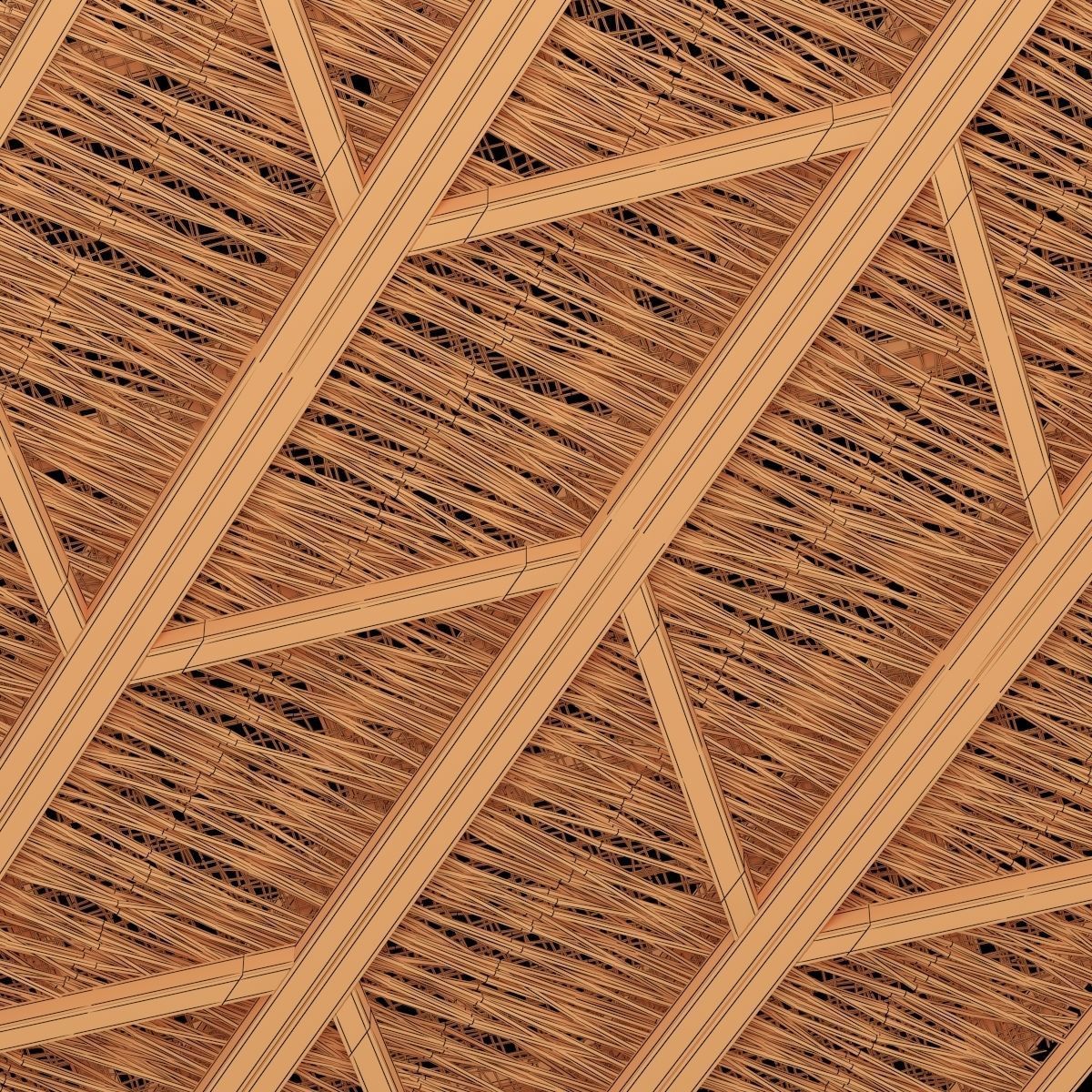 Ceiling diagonal wood thin branch beam n5 3D model | CGTrader