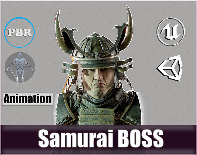 3D model Samurai Boss VR / AR / low-poly rigged animated | CGTrader