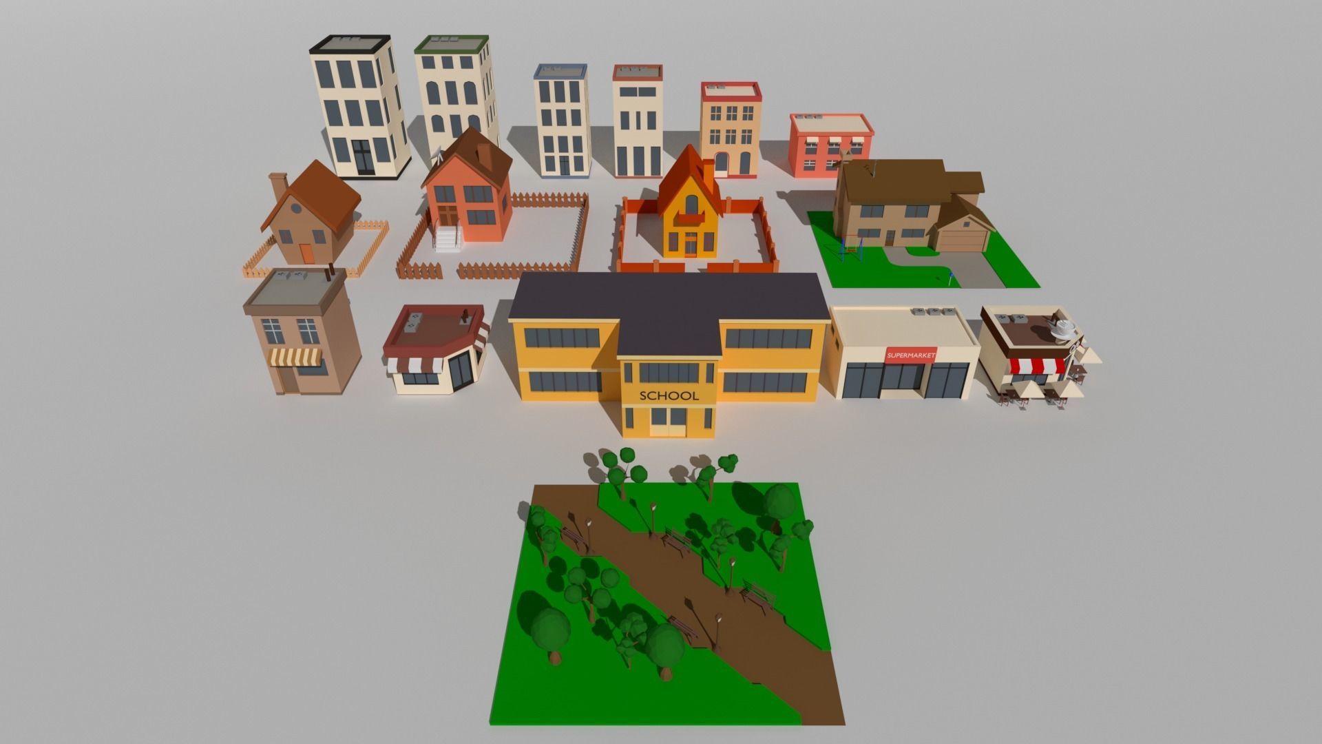 3D model Simple building VR / AR / low-poly FBX