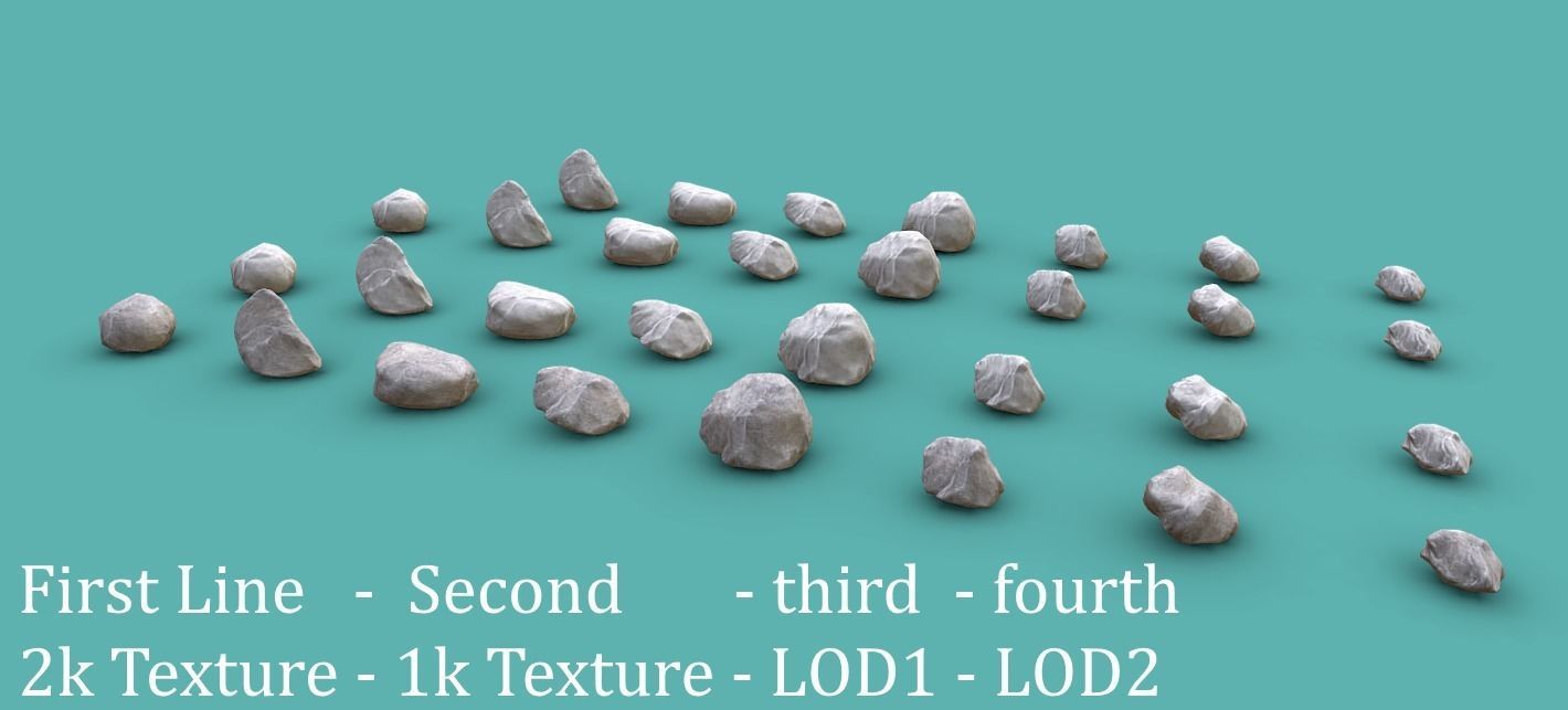 8x Rocks - grey-white - with LODs - free VR / AR / low-poly 3D model ...