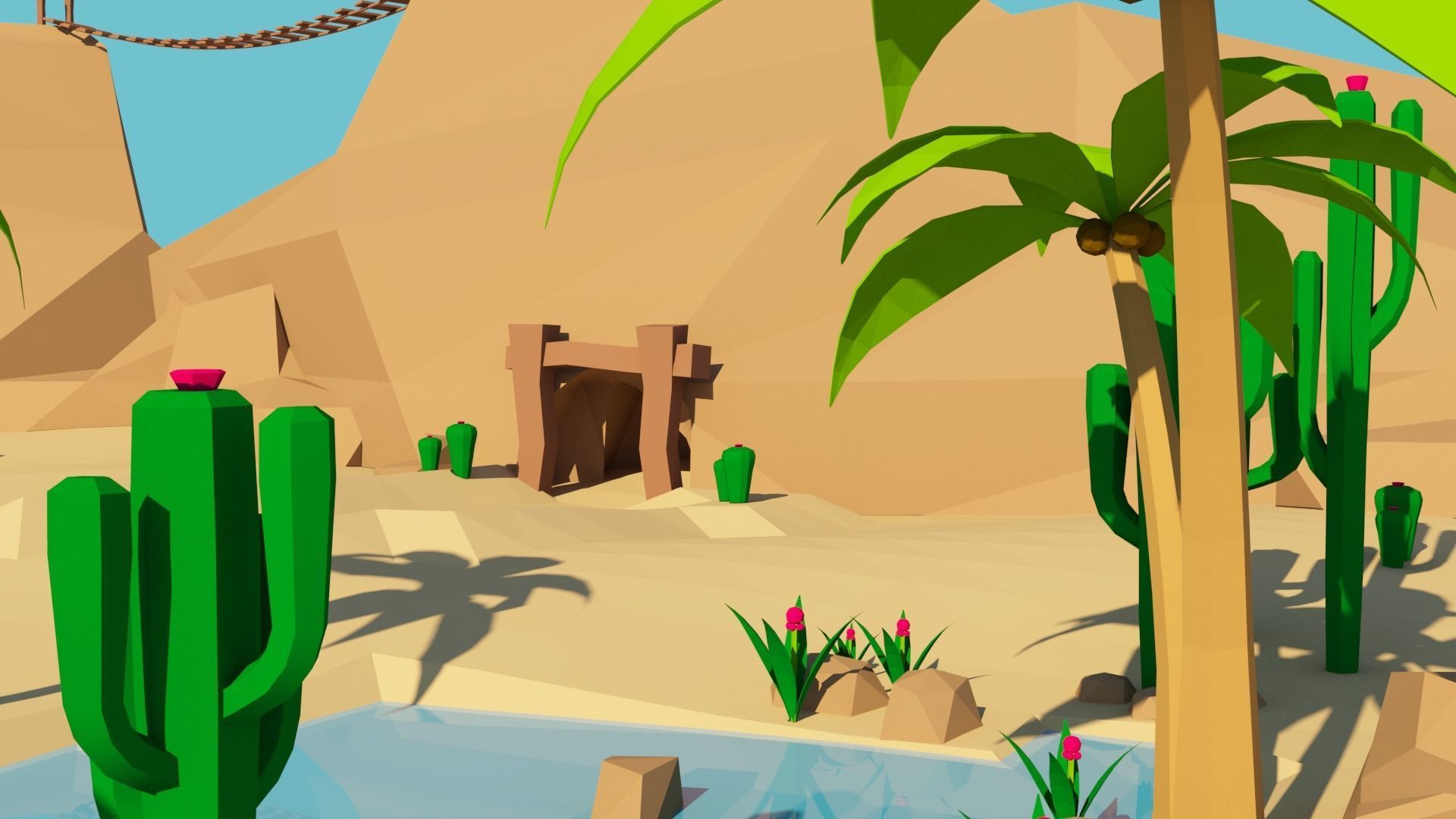 3D model Lowpoly Desert Game Environment Assets - Oasi 3d models VR ...